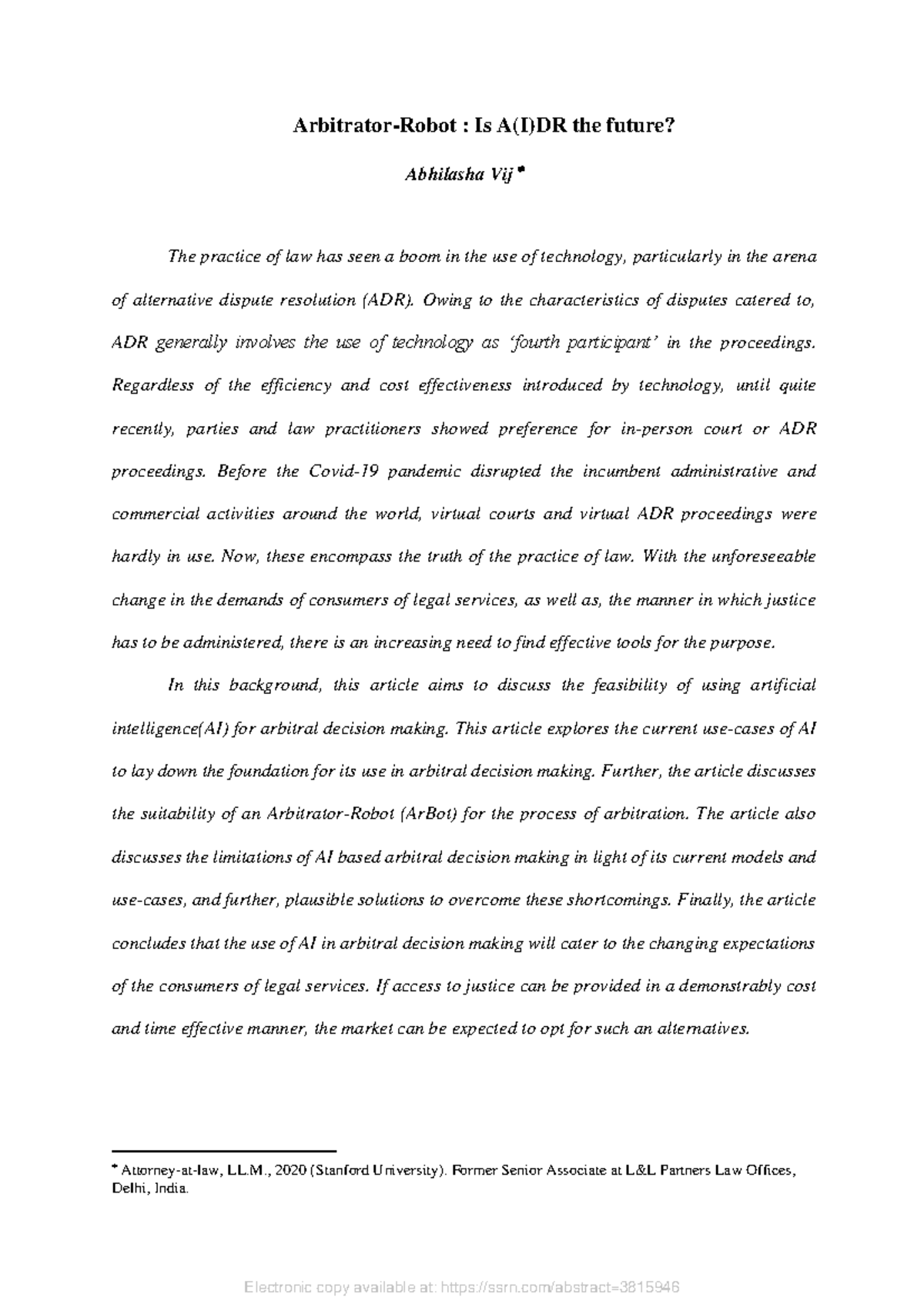 A(I)DR & Arbitrator-Robots: Transforming Future Dispute Resolution ...