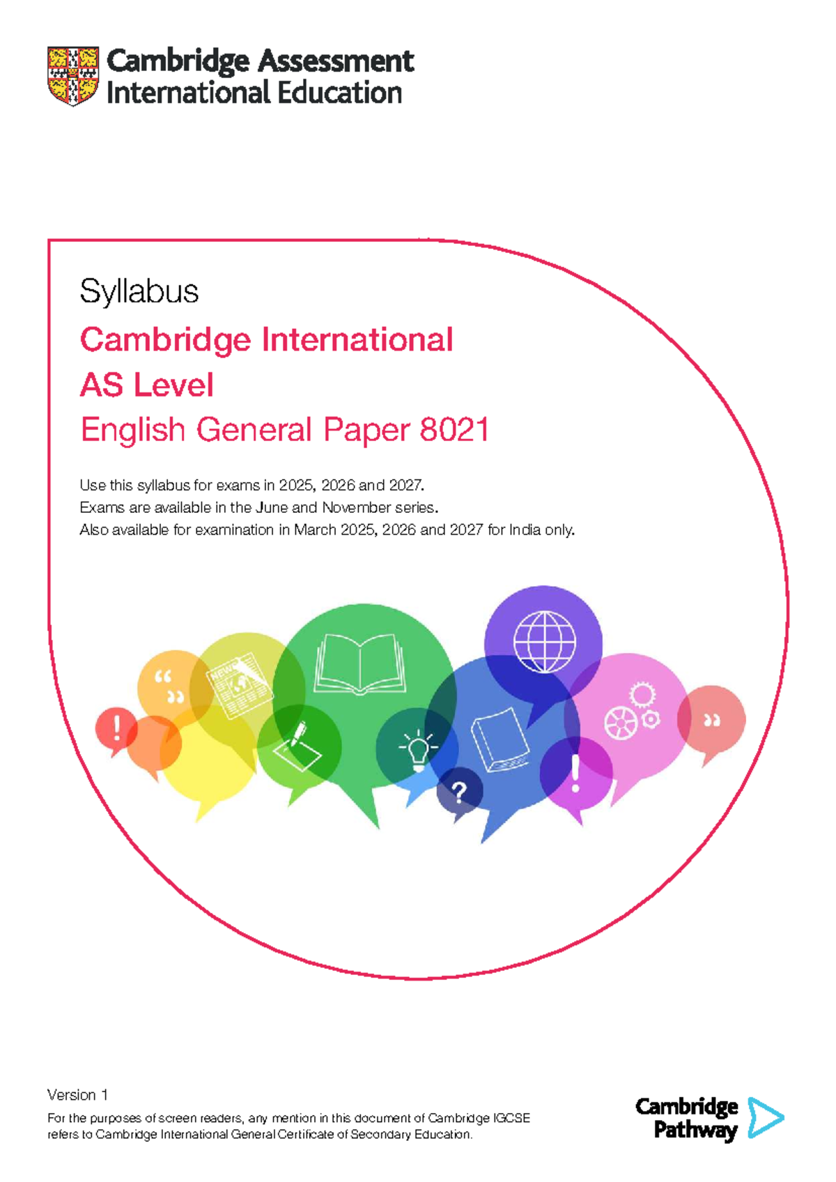 Cambridge International AS Level English General Paper 8021 Syllabus ...