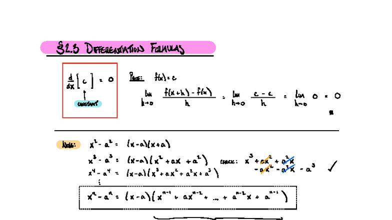 201 10 Differentiation Formulas: Derivatives & Rules Overview - Studocu