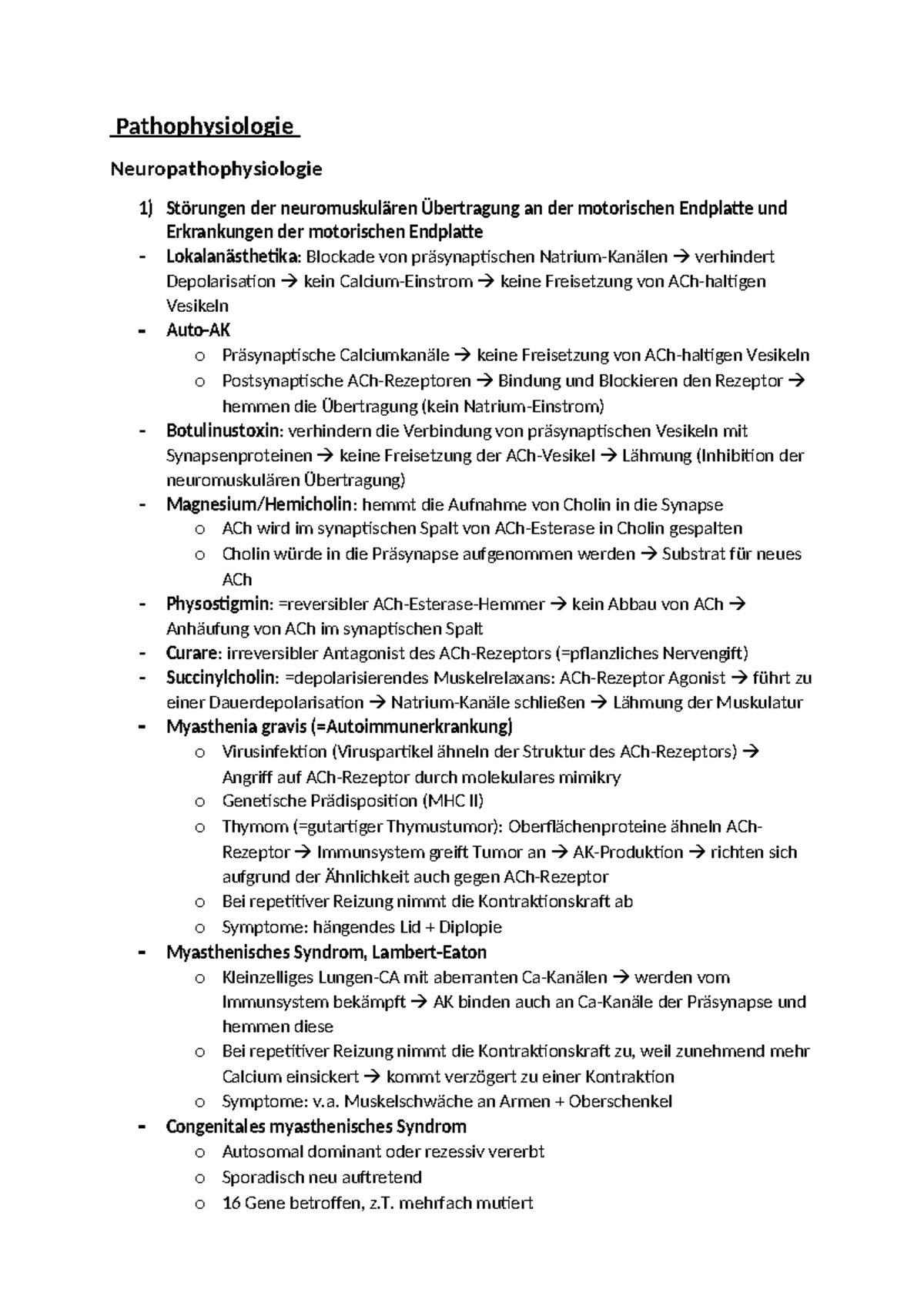 Pathophysiologie AF Skript 2: Neuromuskuläre Störungen und ...