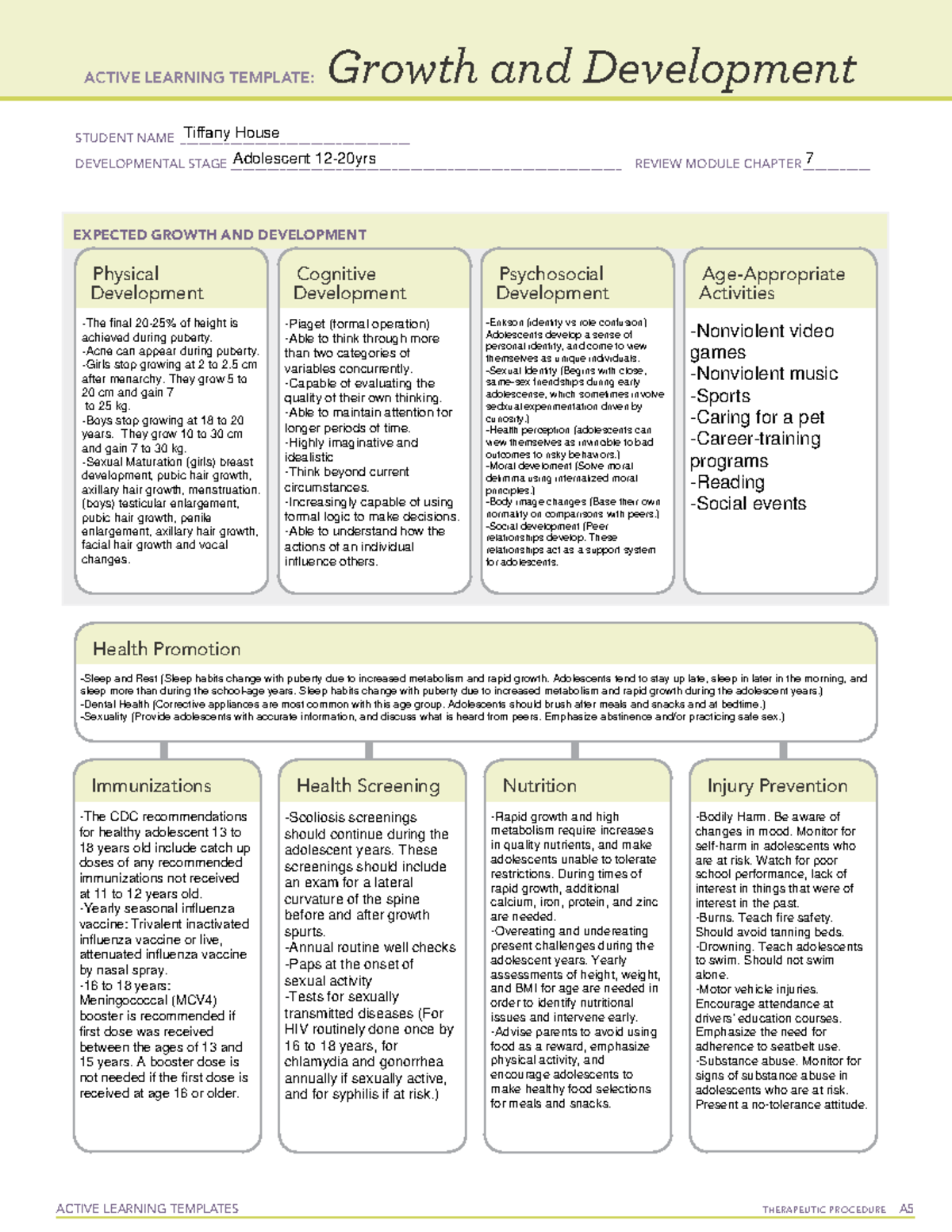 Adolescent Growth and Development - ACTIVE LEARNING TEMPLATES ...