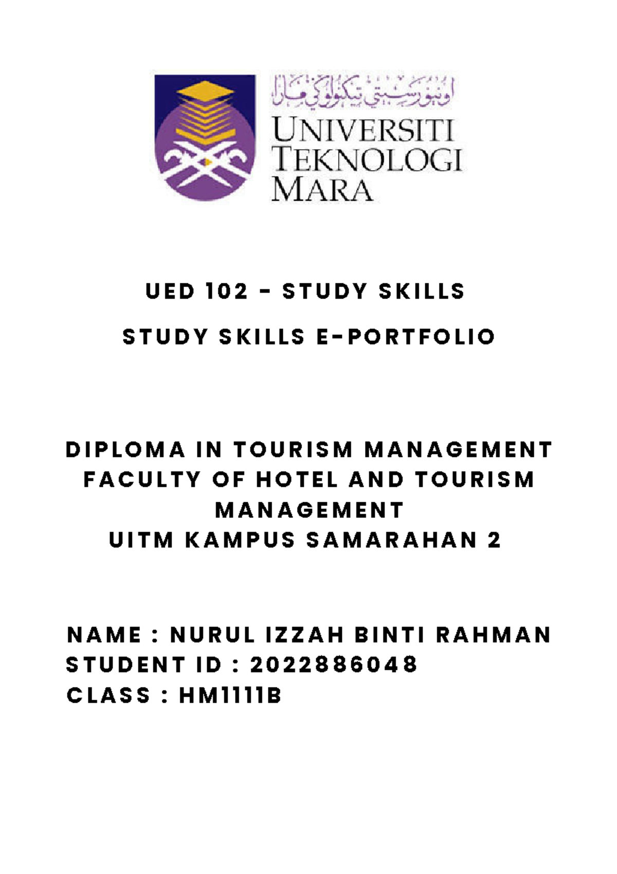 UED - Study Skills Portfolio - ####### U E D 1 0 2 - S T U D Y S K I L ...