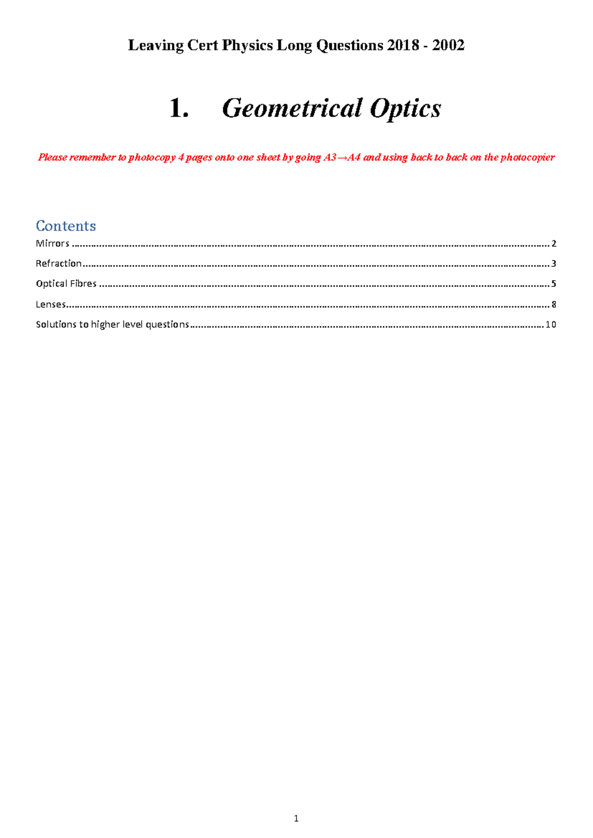 1. Geometrical Optics questions with answers pdf - EGP151S - CPUT - Studocu