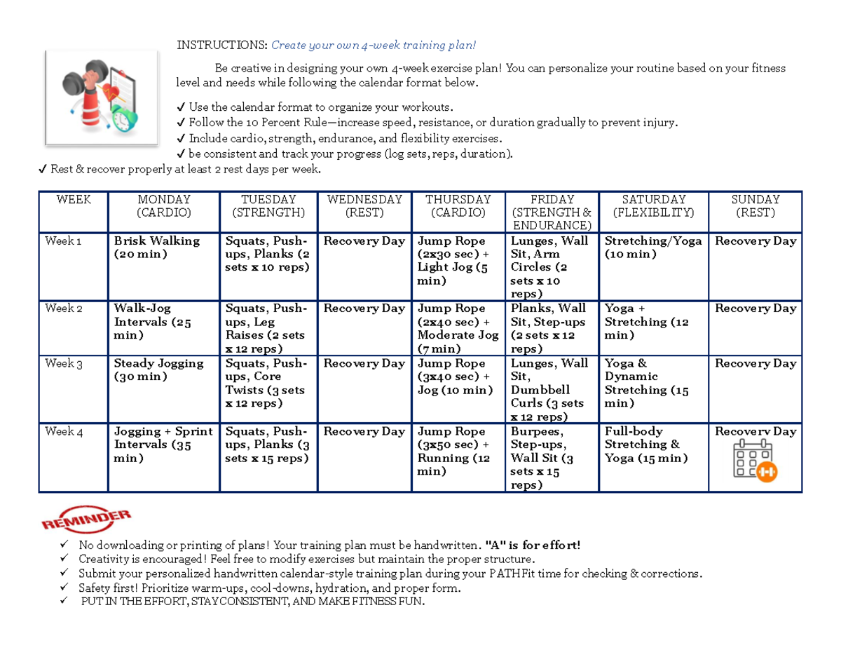 Sample-calendar-format 2 - INSTRUCTIONS: Create your own 4-week ...