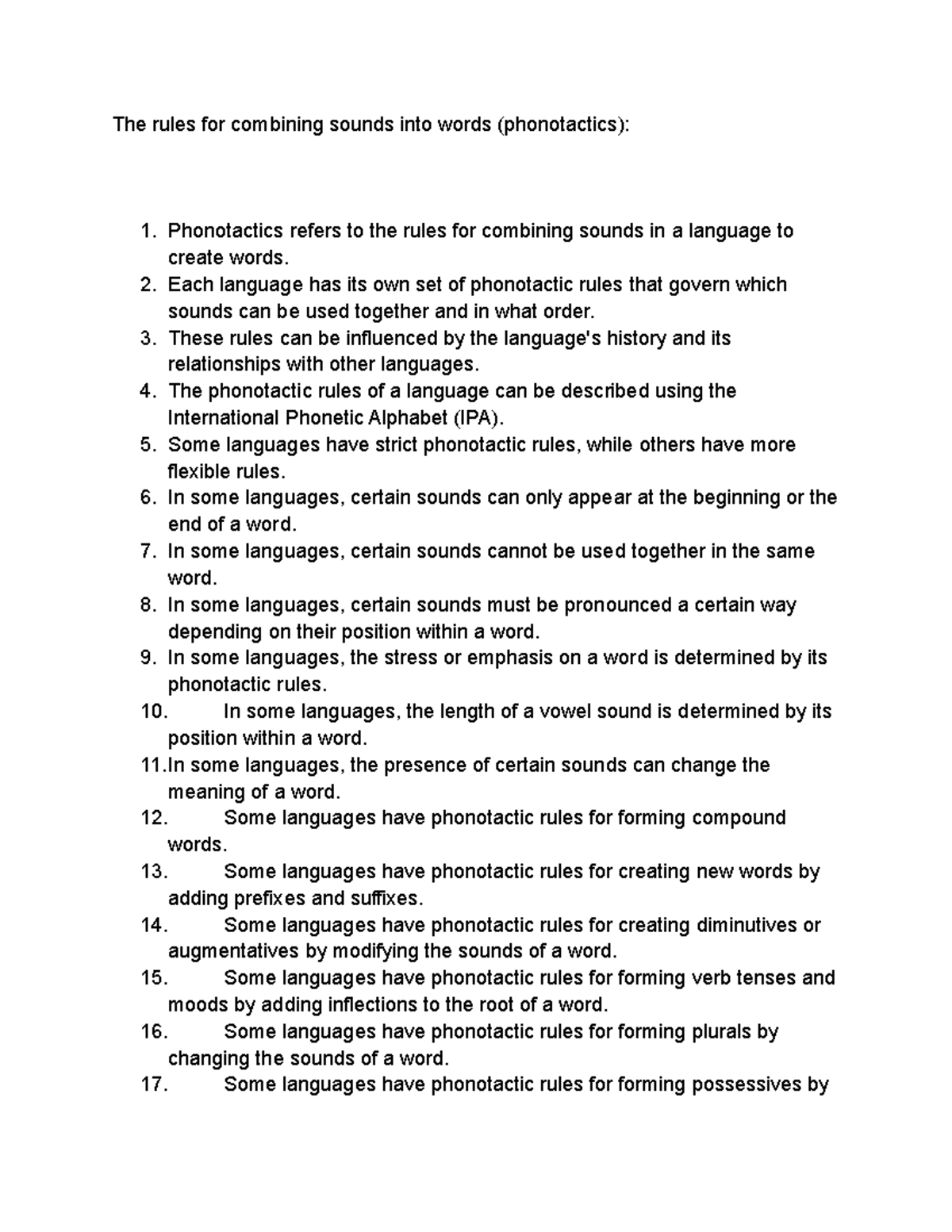 Phonotactics: Rules for Sound Combination in Language Structures - Studocu
