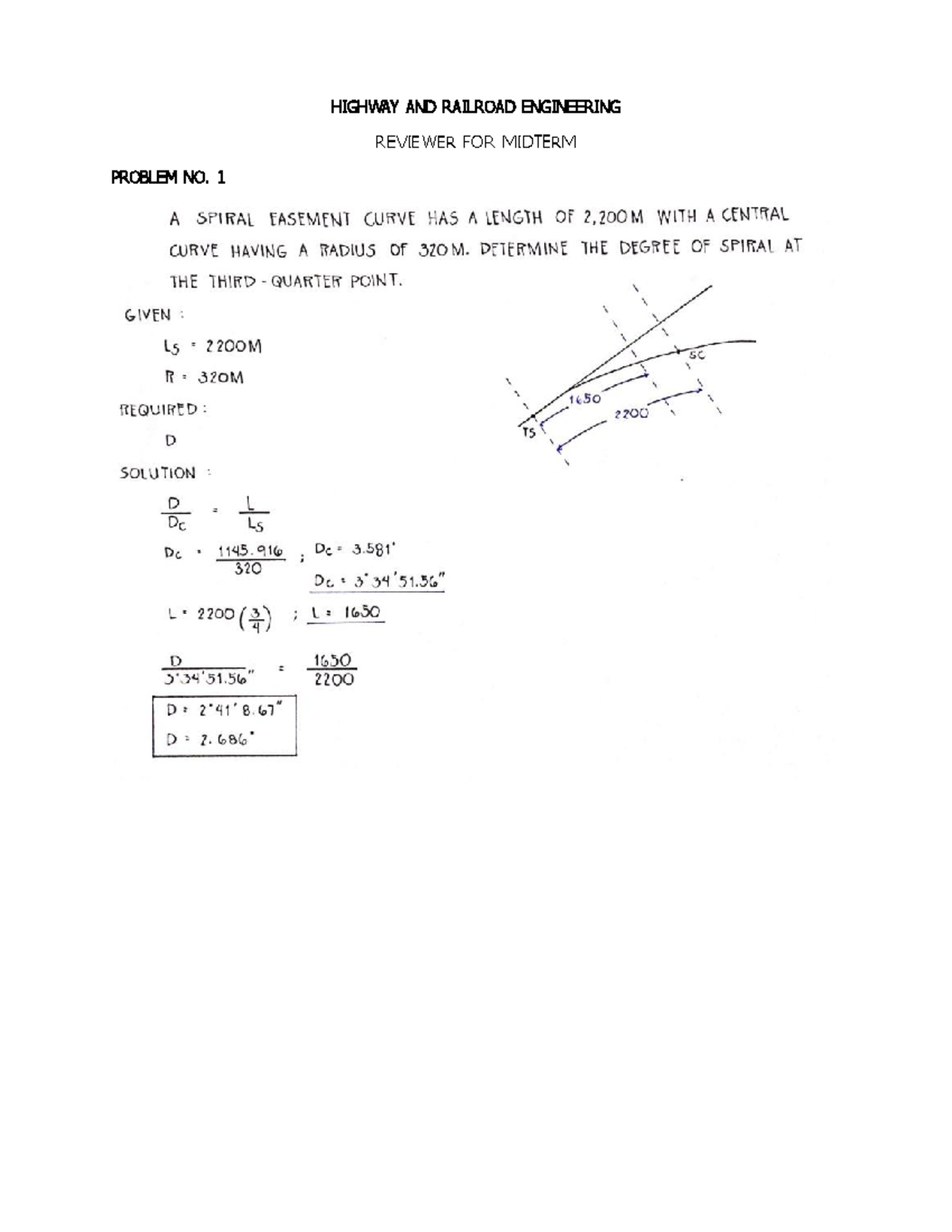 Highway and Railroad Engineering (ENGR 301): Midterm Reviewer Guide ...