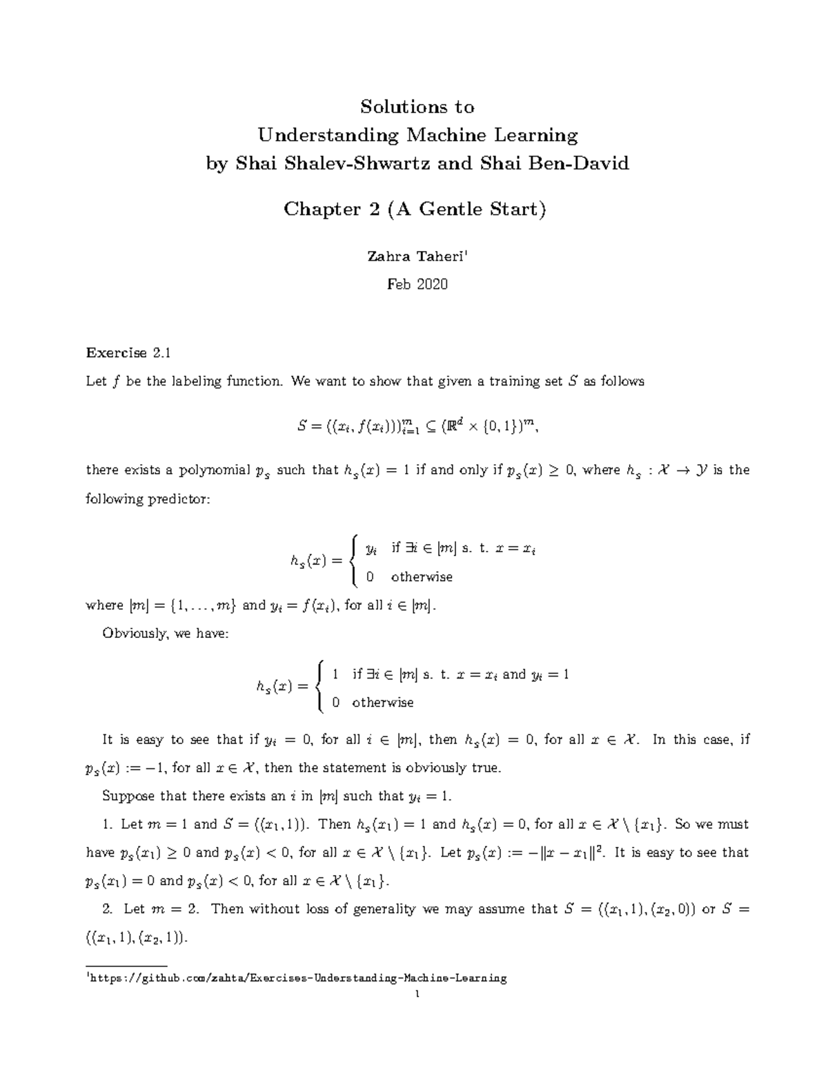 Chapter 2 Solutions to Understanding Machine Learning (CS101) - Studocu