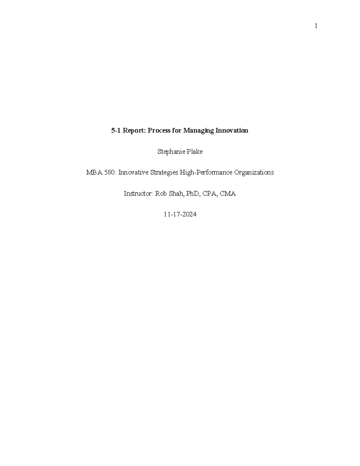 MBA 580 Final Report: Managing Innovation for Connected Cars - Studocu