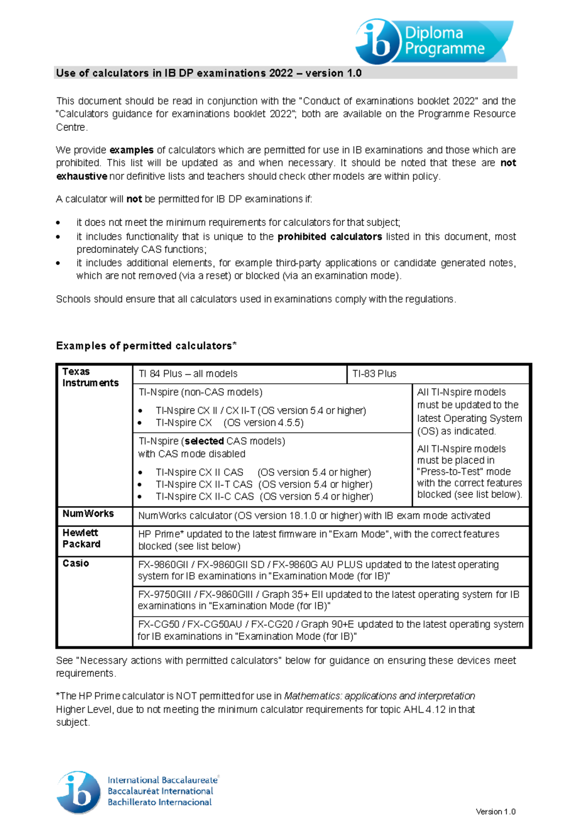 Ib calculator policy 2022 - Use of calculators in IB DP examinations ...