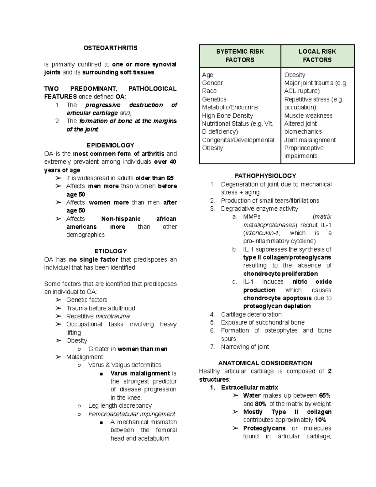 Osteoarthritis Overview: Medical Background and Management (MED 101 ...