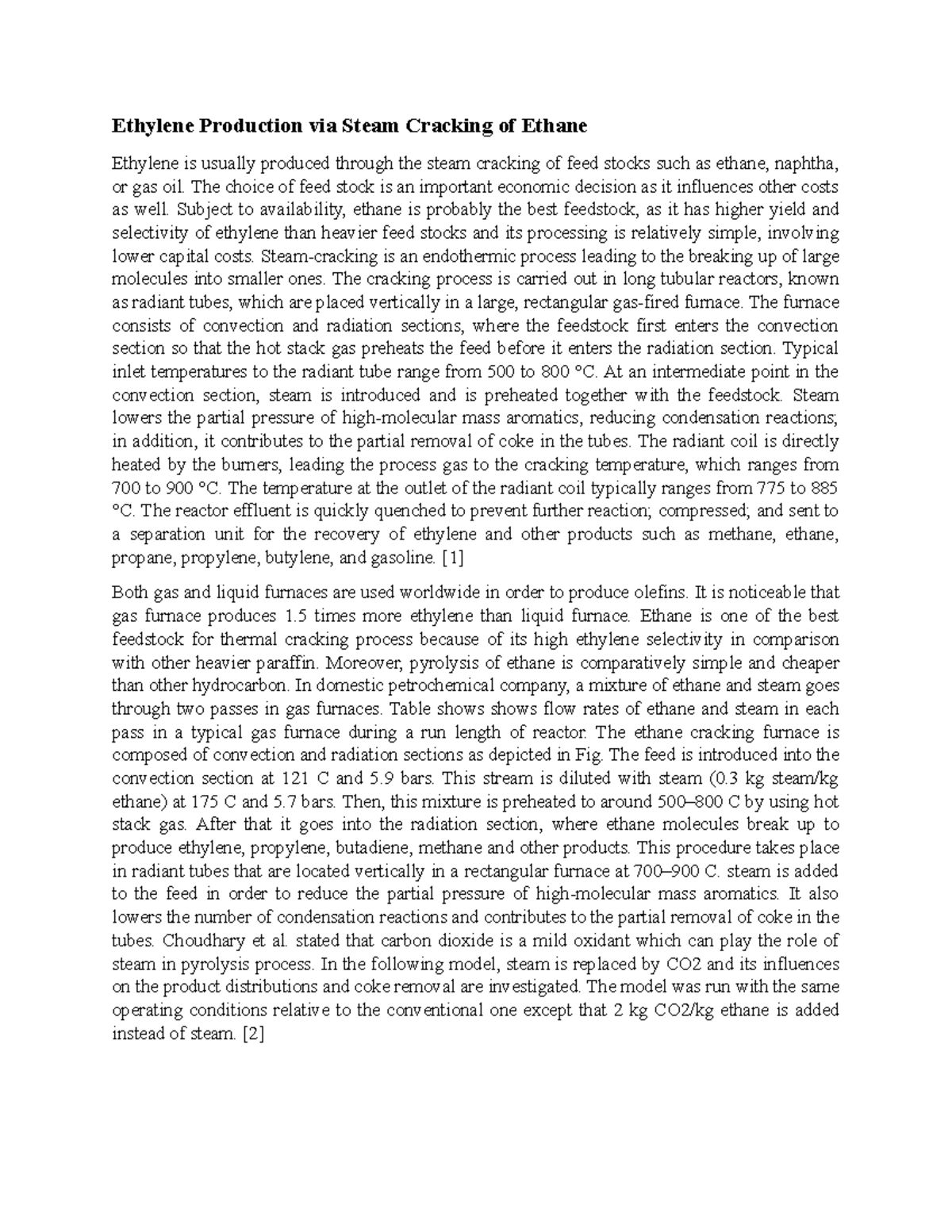 Ethylene Production via Steam Cracking of Ethane: A Detailed Overview ...