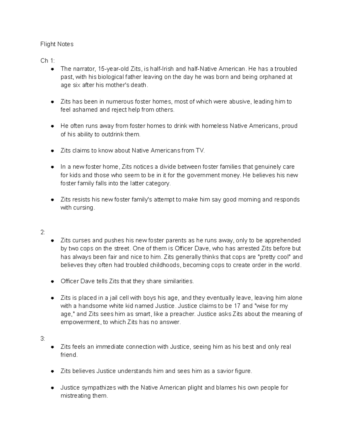 Flight Notes: Chapter 1 Analysis of Zits' Journey and Identity - Studocu