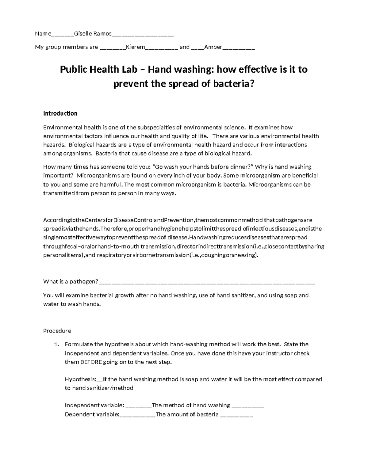 Public Health Lab - Effectiveness of Hand Washing Methods on Bacteria ...