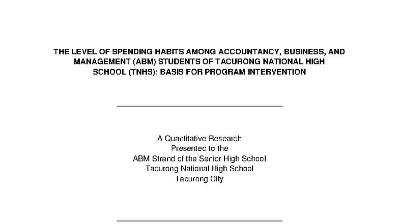 ABM Spending Habits Study: Insights for Program Intervention - Studocu