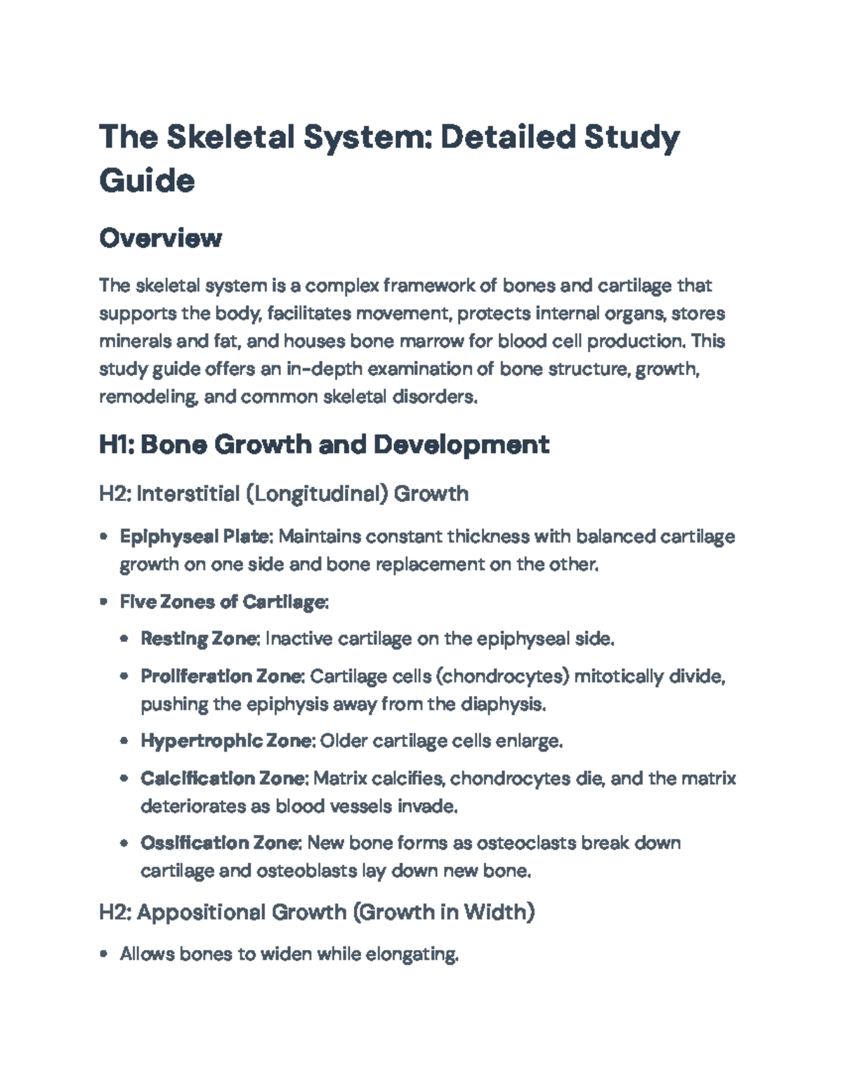 Skeletal System Study Guide (BIO 101): Growth, Disorders, and Anatomy ...
