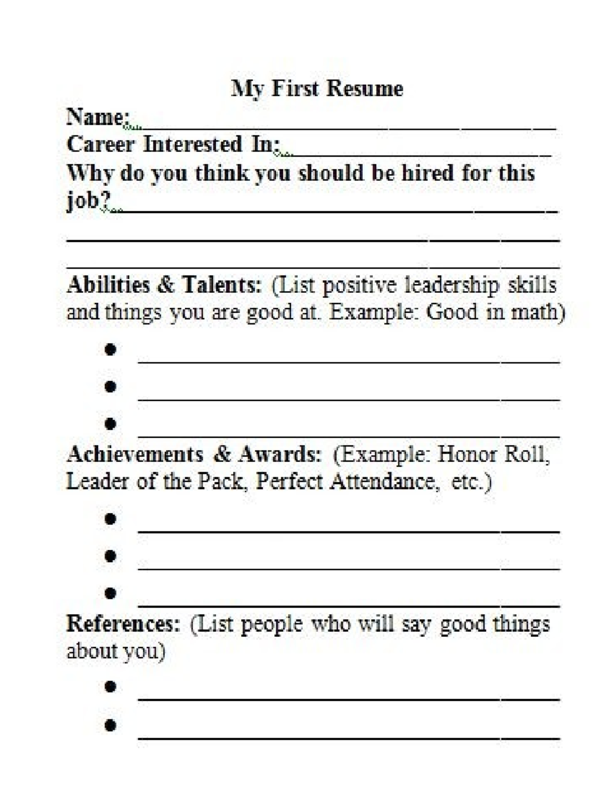 MY First Resume Career Guidance - Teacher, Major in preschool - My ...