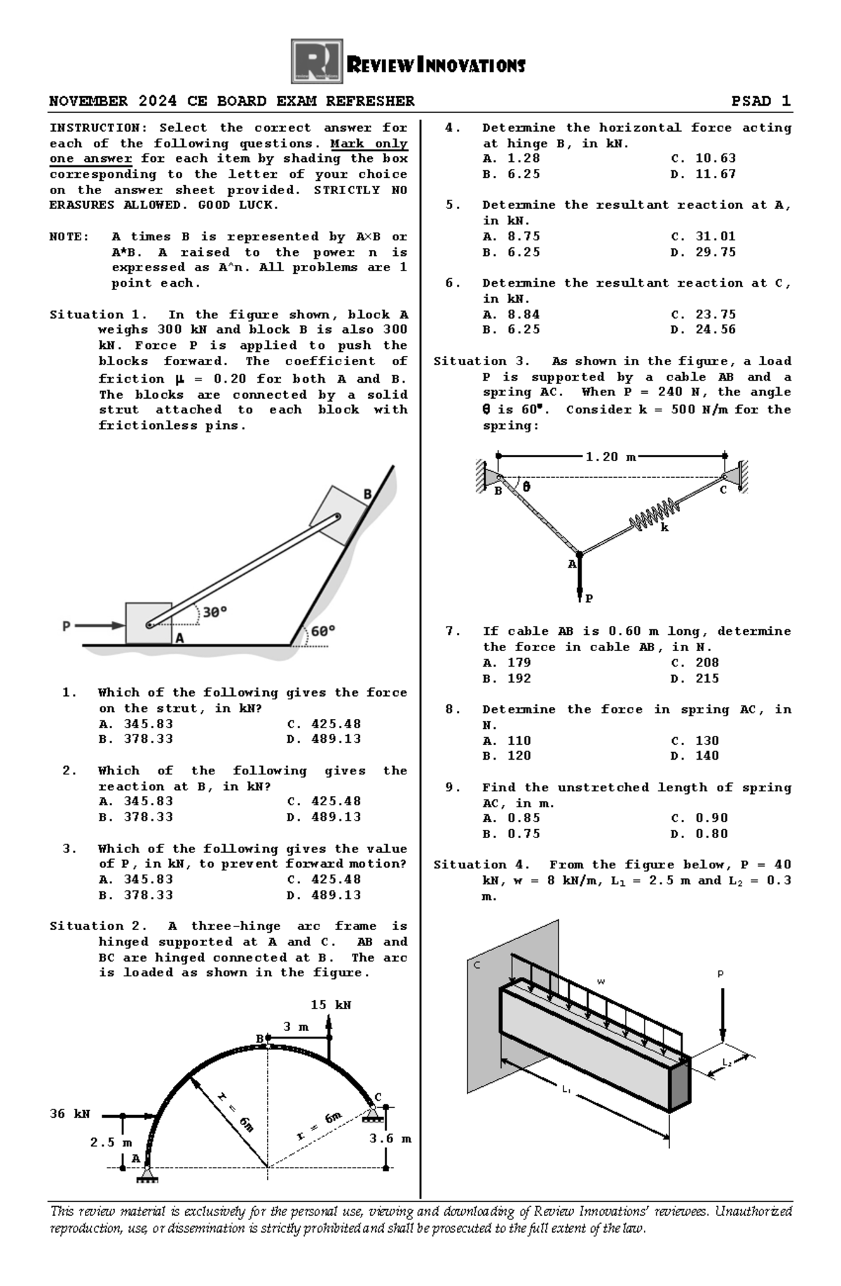 November 2024 PSAD 1 CE Board Exam Review Material - Studocu