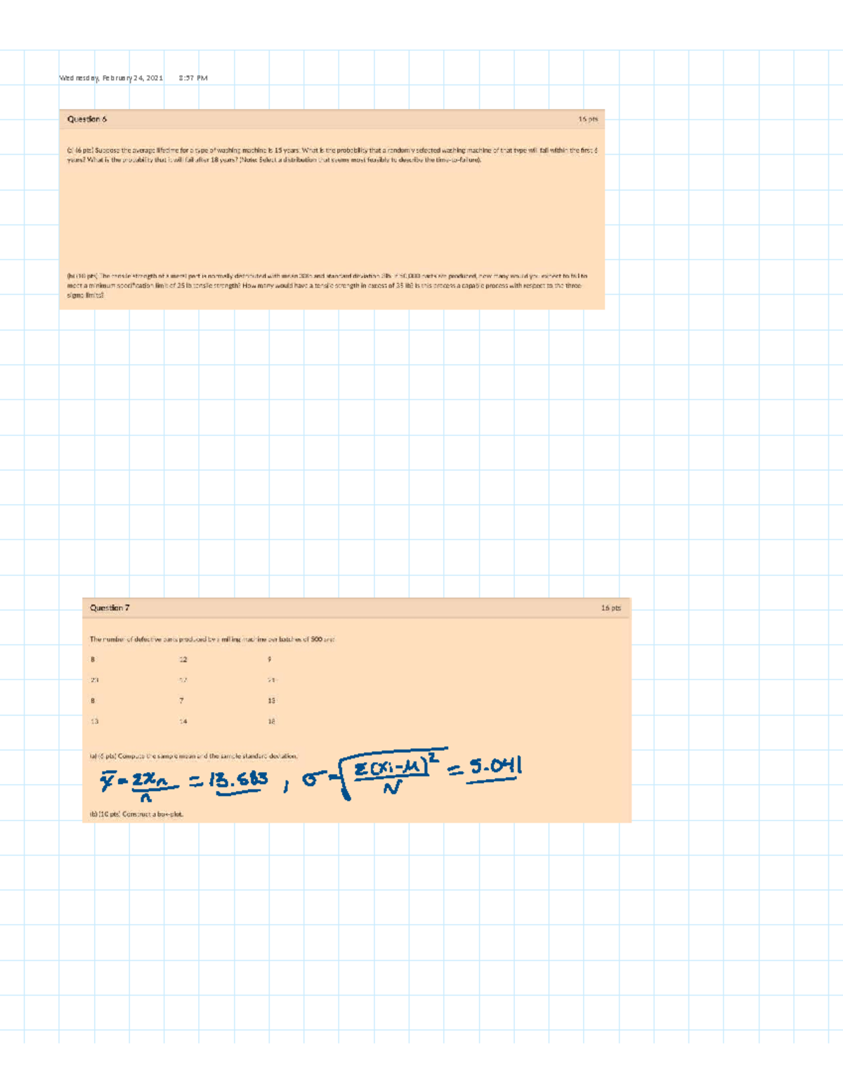 6SIGMA Exam 1: Probability, Statistics, and Control Limits Analysis ...