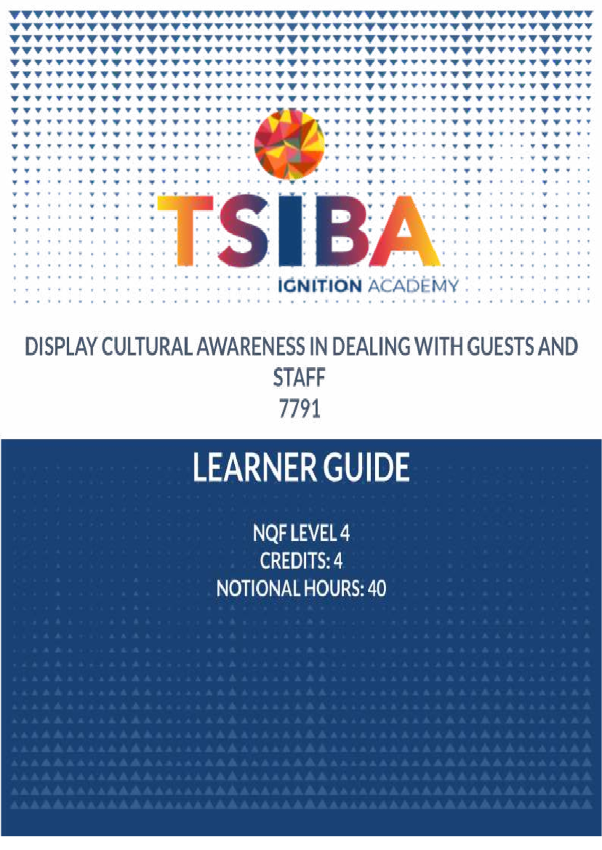 Unit Standard 7791: Communication with Tourists - Learner Guide - Studocu