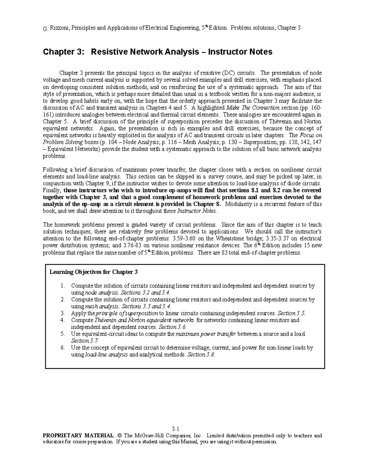 Rizzoni 6e SM CH03 - Resistive Circuit Analysis Solutions - Studocu