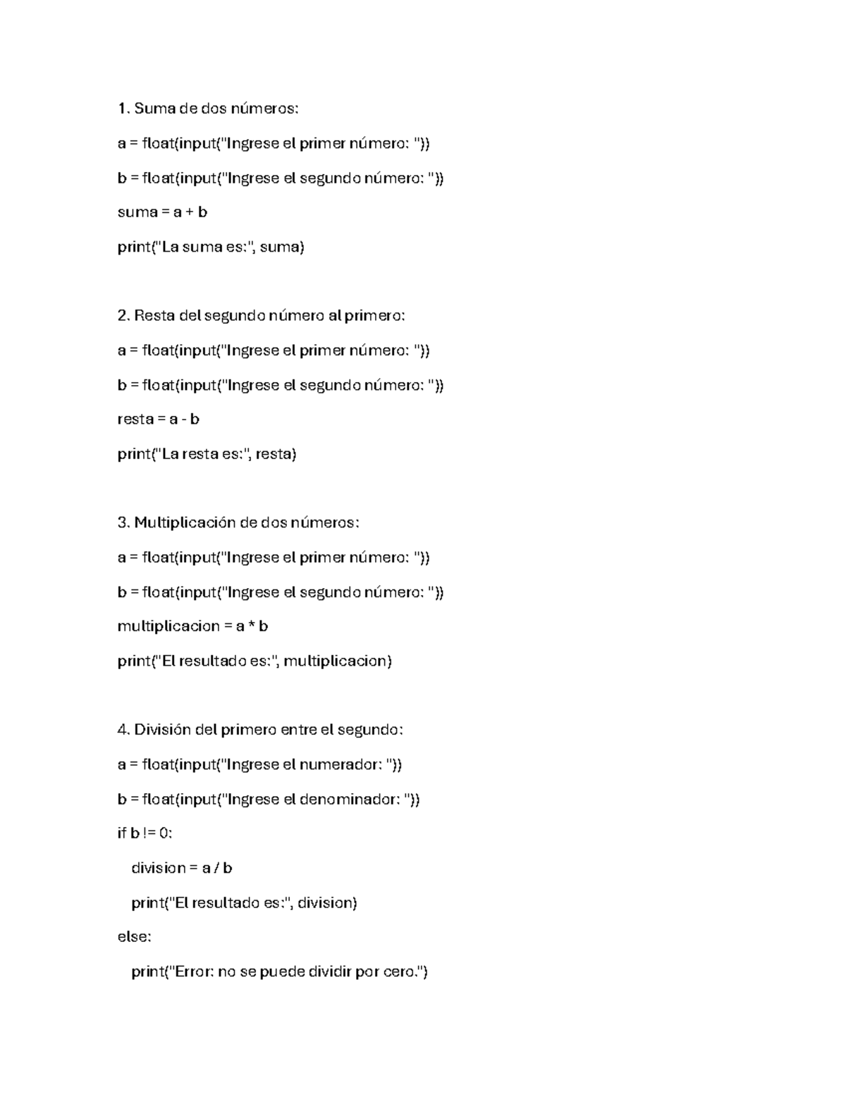 Ejercicios de Programación en Python - Códigos y Operaciones - Studocu