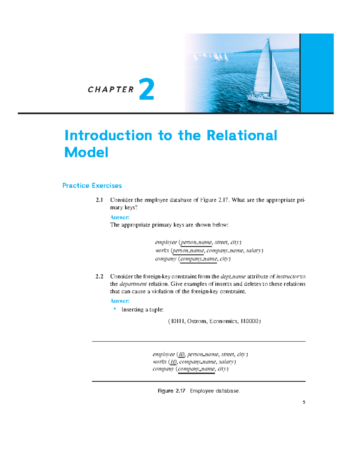 practice exercise section2 for database system concepts - C H A P T E R 2 Introdu tion to the ...