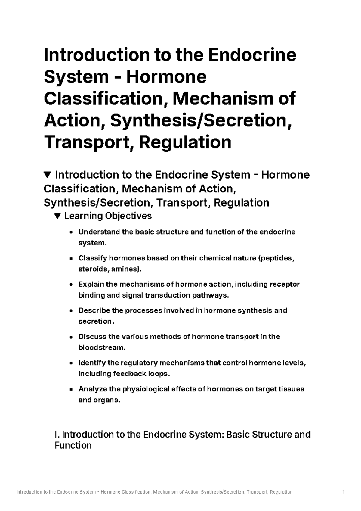 Introduction to the Endocrine System - Hormone Classification, Mechanism of Action, Synthesis ...