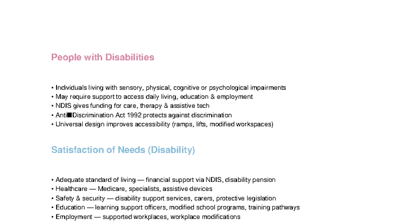 Disability Homelessness Overview: Support & Services Summary - Studocu