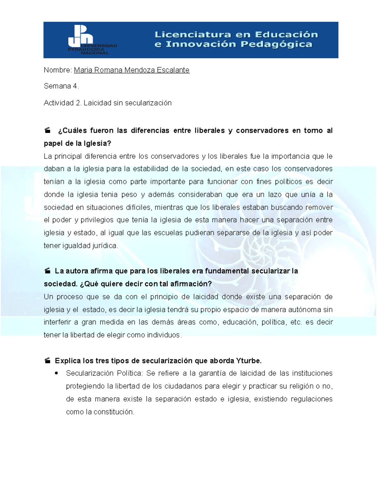 MRME Semana 4: Laicidad y Secularización en Liberales y Conservadores ...