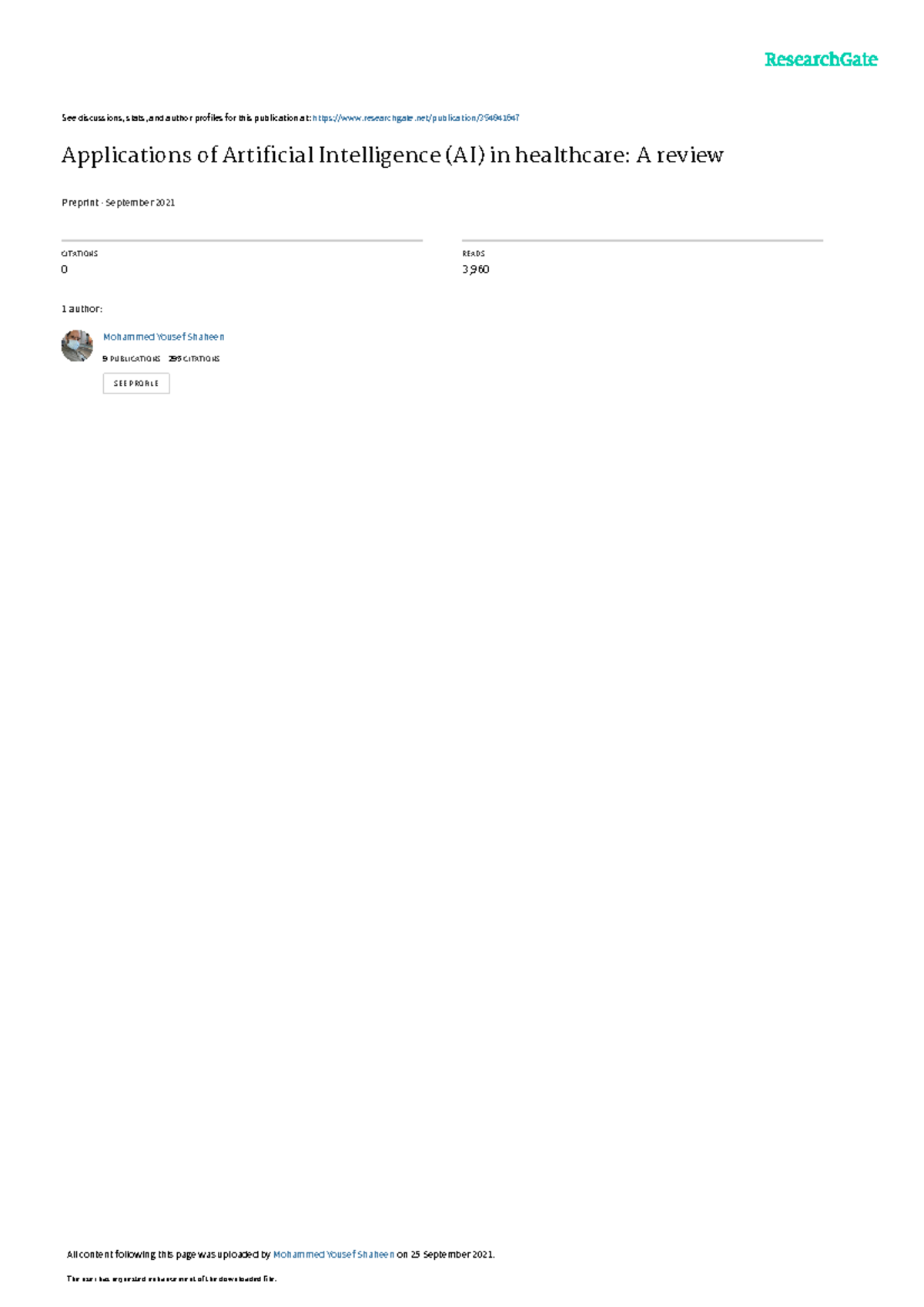 Applicationsof Artificial Intelligence AIinhealthcare Areview - See ...
