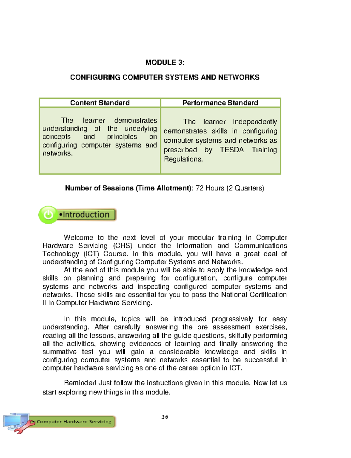D-CHS LM Module 3 Q1-Q2-dec - MODULE 3: CONFIGURING COMPUTER SYSTEMS AND NETWORKS Content ...
