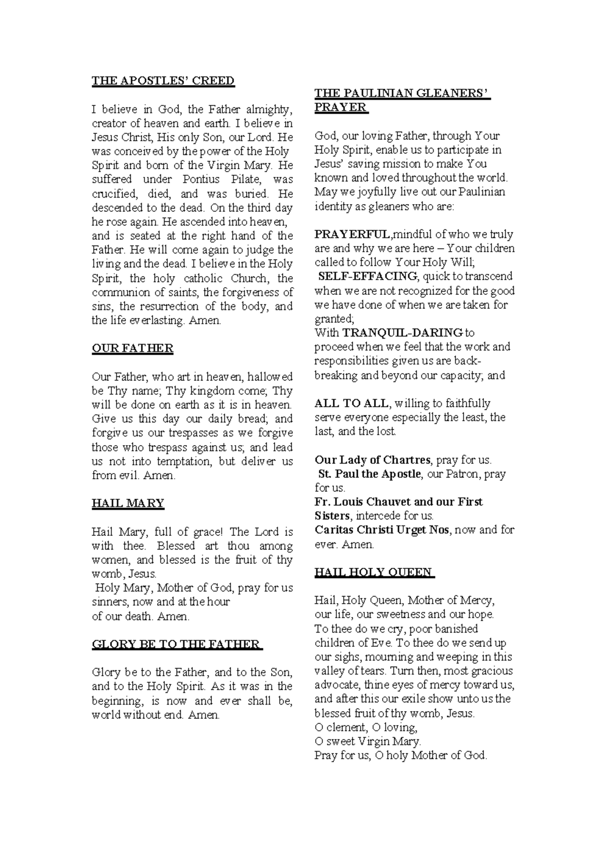 Paulinian Prayer Guide: Core Prayers & Mysteries of the Rosary - Studocu