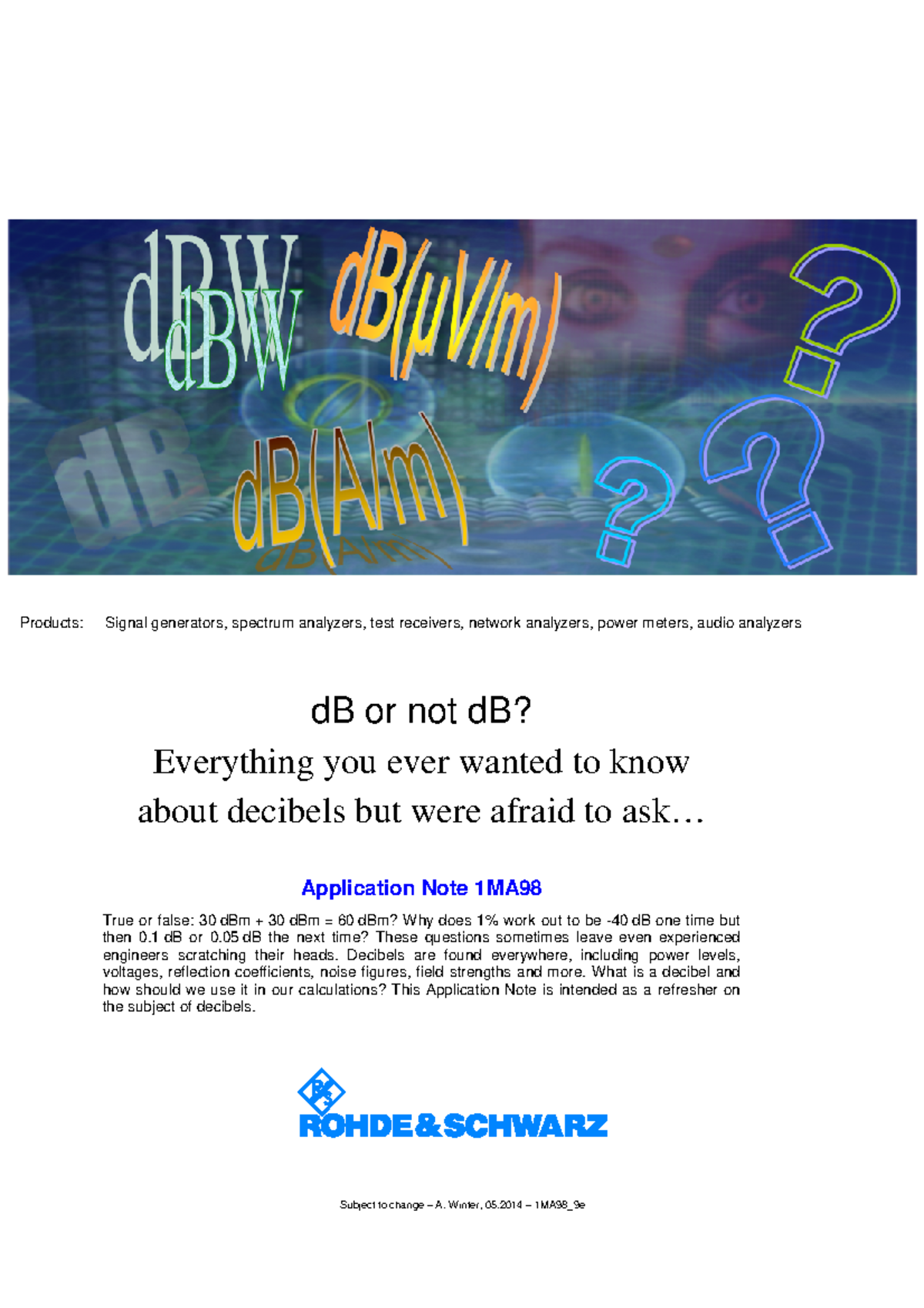 Power Analysis of Signal DB or dBm? - Subject to change – A. Winter, 05 ...
