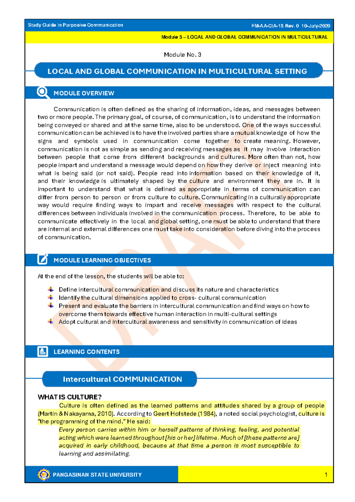 GE-4 Module 3 Study Guide: Local & Global Communication in Cultural Contexts - Studocu