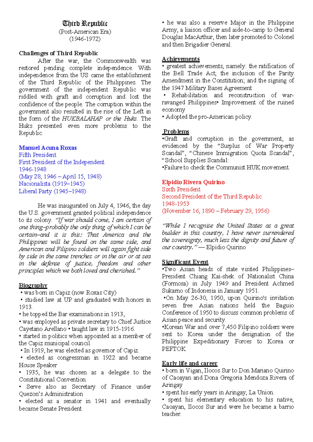 Third Republic - Third Republic (Post-American Era) (1946-1972 ...