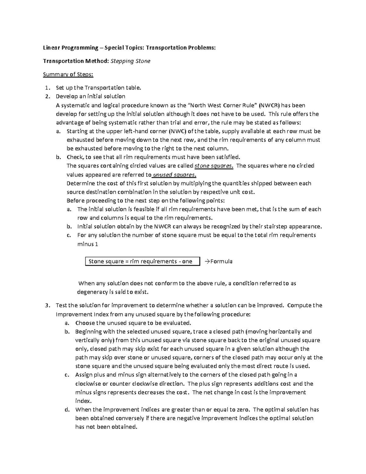 AE4 - Linear Programming: Transportation & Assignment Problems Methods - Studocu