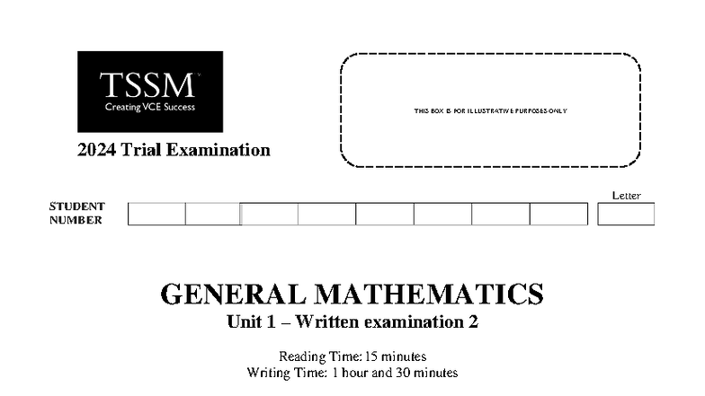 General Mathematics 2024 Unit 1 Trial Exam Guide - Studocu