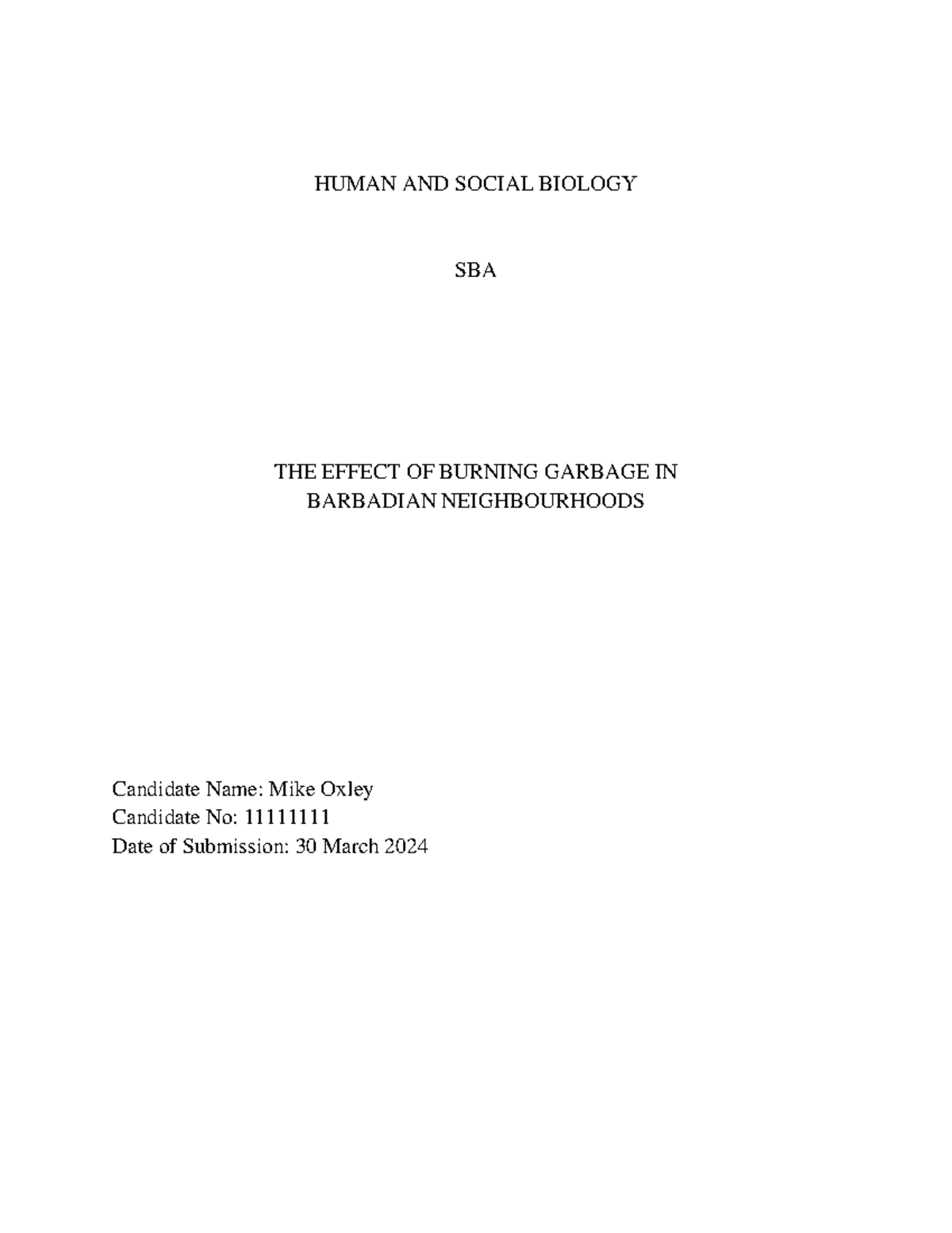 HSB SBA Report: Impact of Garbage Burning in Barbadian Communities ...