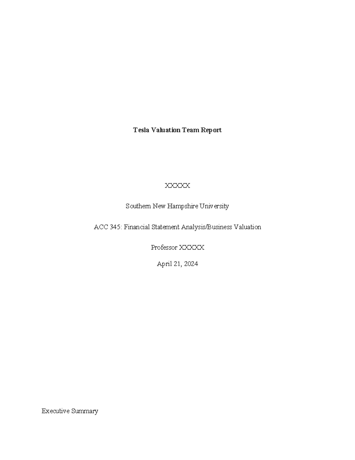 ACC 345 Tesla Valuation Team Report: Economic Trends & Analysis - Studocu