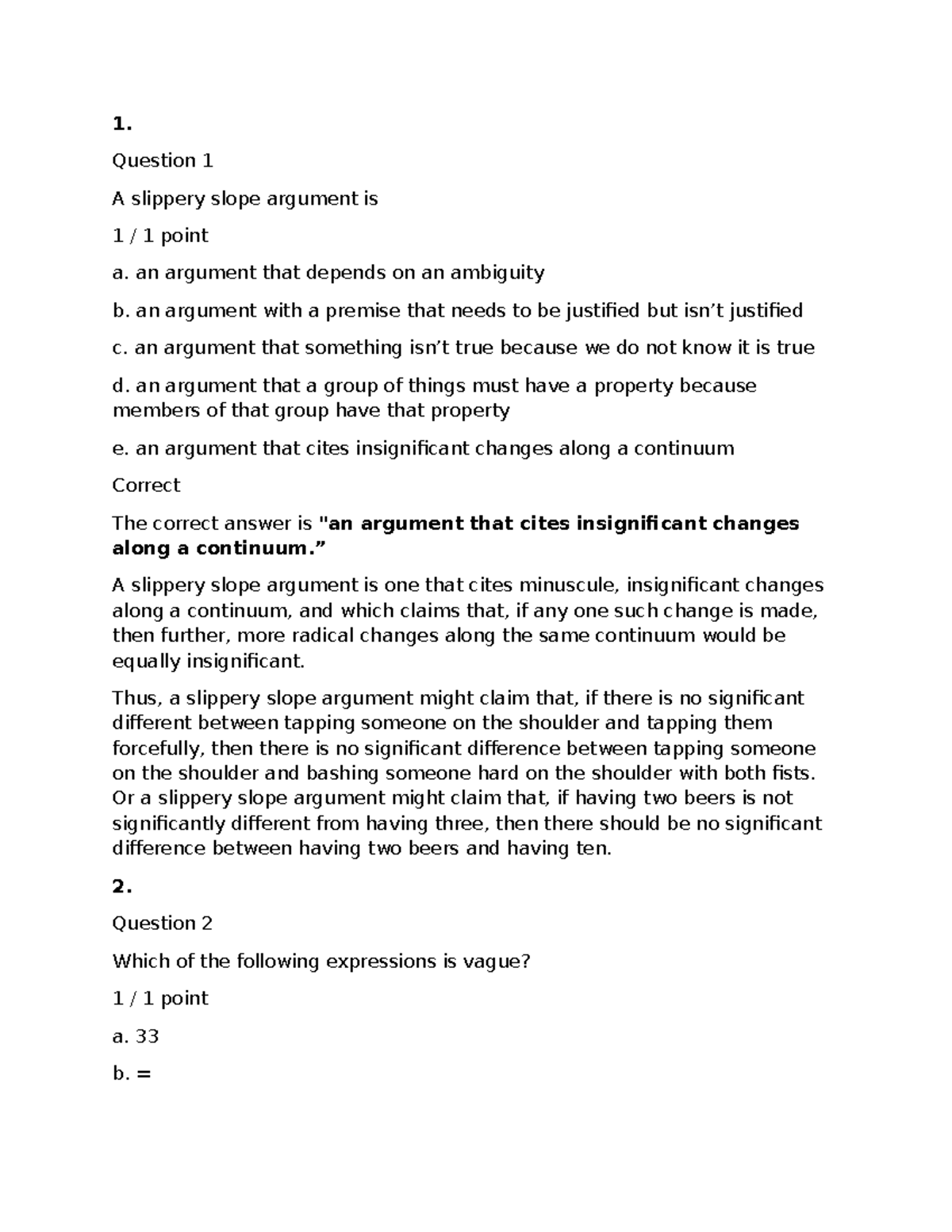 Final Quiz - Avoiding Fallacies in Think Again IV (PHIL 101) - Studocu