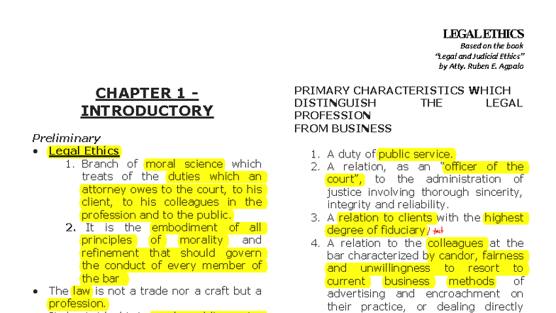 LEGAL ETHICS RALC2011: Introductory Concepts and Principles - Studocu