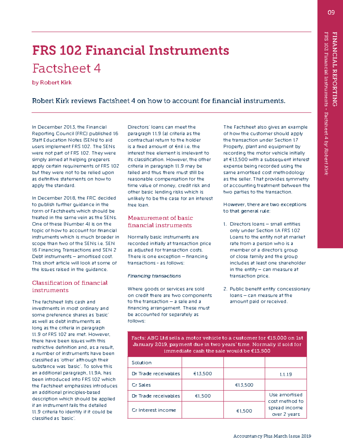FRS 102 Financial Instruments Factsheet 4 - FRS 102 Financial ...