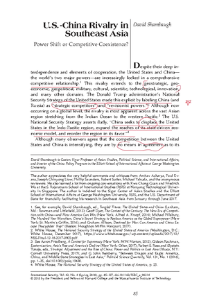 U.S.-China Rivalry in Southeast Asia: Strategies & Implications ...