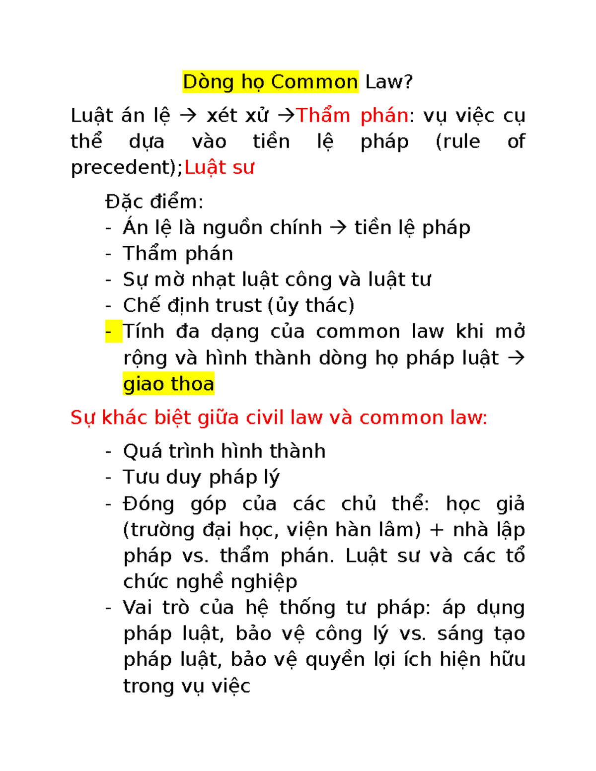 Nghiên cứu về Common Law: Đặc điểm và So sánh với Civil Law - Studocu