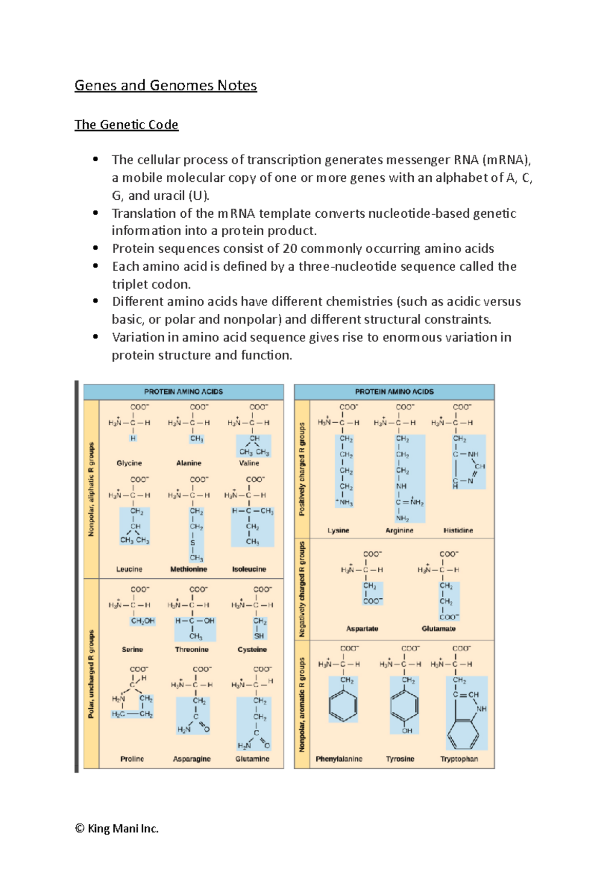 Lecture notes, lectures 4-8 - Genes and genome - Genes and Genomes ...