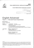 2025 CSSA English Advanced Paper 1 Marking Guidelines: Texts & Human Experiences - Studocu