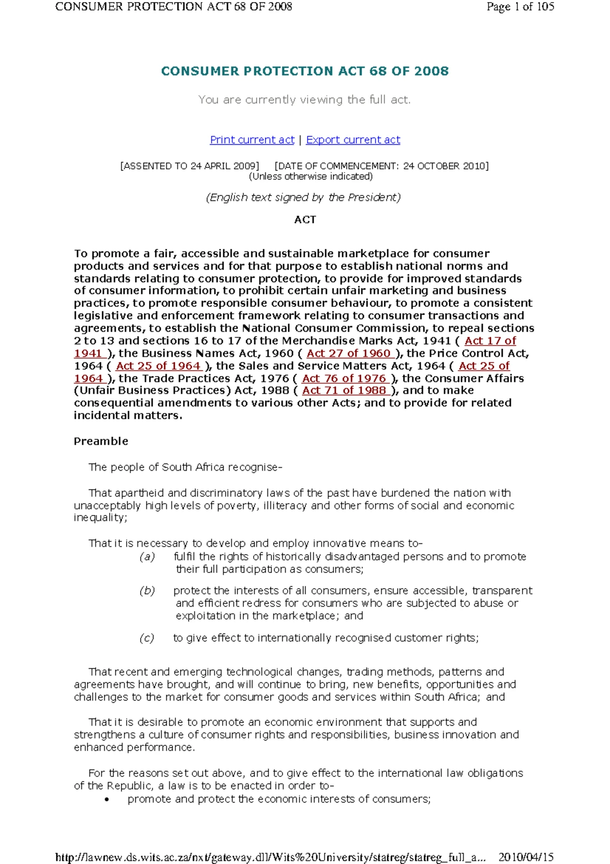 Electronic Communications and Transactions Act, No. 25 of 2002 Analysis ...