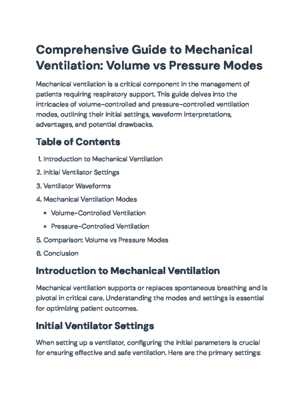 Comprehensive Guide to Mechanical Ventilation: Volume vs Pressure Modes ...