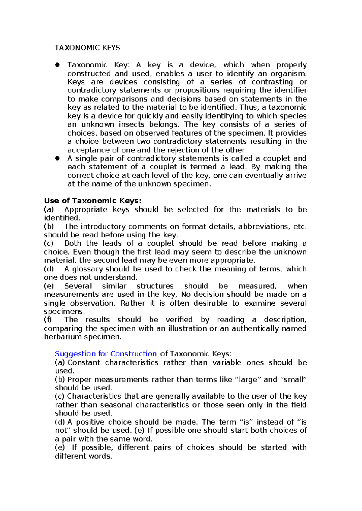 Taxonomic Keys: A Comprehensive Guide to Organism Identification - Studocu