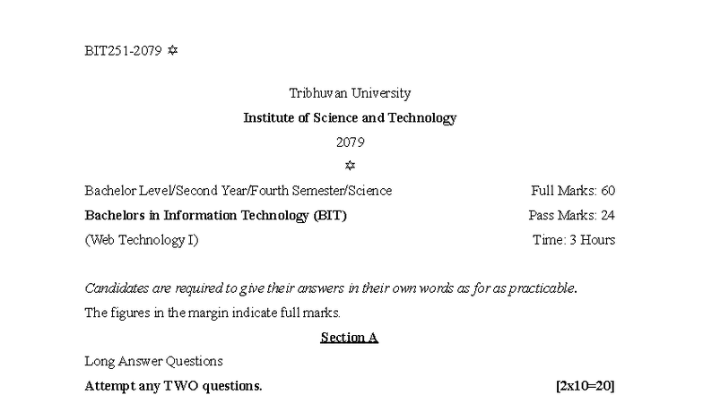 Web Technology I - BIT251 Final Exam Notes 2079 - Studocu
